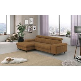 Ecksofa COTTA, B:267cm H:97cm T:165cm, braun, Wohnzimmer, Sofas, "Emma L-Form", mit Kopfteilverstellung, wahlweise mit Bettfunktion & Bettkasten