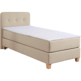 Boxspringbett Home Affaire, B:103cm L:207cm, beige, Struktur fein (100% Polyester);Samtstoff (100% Polyester), Komplettbetten, "Fargo", inkl. Topper,