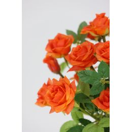 Kunstblume I.GE.A., B:18cm H:21cm L:18cm, orange, Polyester, Kunstpflanzen, "Wildrosen Busch im Topf", Rosen Kunstrosen Kunstpflanze Blumen