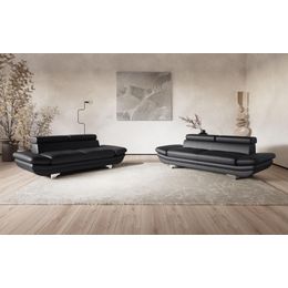 3-Sitzer COTTA, B:233cm H:75cm T:104cm, schwarz, Softlux-Kunstleder;Luxus-Kunstleder, Sofas, "Enterprise", Big-Sofa, mit Armteilverstellung &