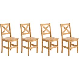 4-Fu&szlig;stuhl Home Affaire, B:44cm H:90cm T:43cm, beige, Massivholz, St&uuml;hle, "Malm&ouml;", Holzstuhl Kiefer Massivholz naturfarbig, erh&auml;ltich als 2er und