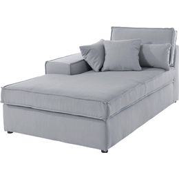Ottomane OTTO HOME, B:100cm H:75cm T:162cm, silber, Baumwollmix (60% Baumwolle/40% Leinen);Struktur fein (100% Polyester);Samtoptik (100%