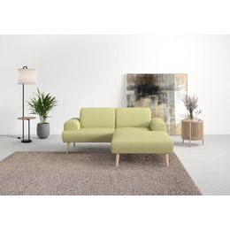 Ecksofa Andas, B:192cm H:83cm T:176cm, gelb, 100% Polyester, Wohnzimmer, Sofas, "Swift Scandic Design, komfortabler Federkern, Breite 192cm, L-Form",