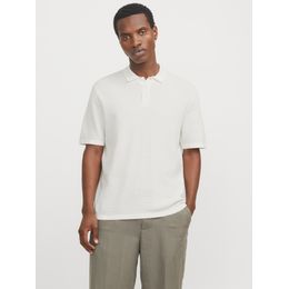 Jack & Jones JACK & JONES Jungen Kurzarmpullover "JJEGEORGE KNIT POLO SS SN", wei&szlig;, Gr. S, unifarben, Strick, Obermaterial: 85% Baumwolle, 15% Polyester,