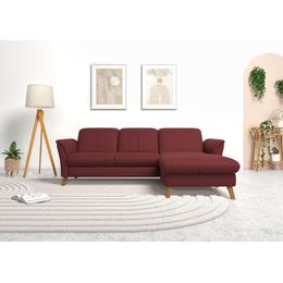Sit & More Ecksofa SIT & MORE, B:245cm H:91cm T:178cm, rot, 100% Polyester, Wohnzimmer, Sofas, "Romero L-Form", wahlweise mit oder ohne Relax-Funktion,
