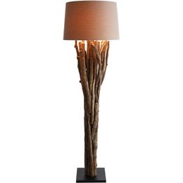 Salesfever Stehlampe "Pam", 1, Ø 55cm H: 175cm, 1 Stk., schwarz, Wohnzimmer, Leuchten, handgefertigt, mit Leinenschirm
