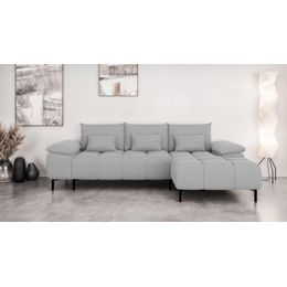 Ecksofa Home Affaire, B:277cm H:91cm T:141cm, grau, 100% Polyester, Wohnzimmer, Sofas, "DROMARA Schlafsofa mit Bettkasten, Maße: B/T/H 277/141/91