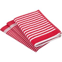 Geschirrtuch Ross, rot, 100% Baumwolle, 50% Baumwolle, 50% Leinen, Geschirrt&uuml;cher, "Exclusiv", 1x K&uuml;chen-Frottiertuch 50x50 cm Streifen u. 2x