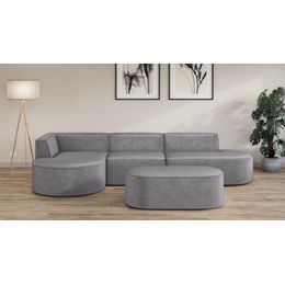 Ecksofa OTTO HOME, B:343cm H:72cm T:159cm, grau, 100% Polyester, Wohnzimmer, Sofas, "EIVIND Designer Sofa mit Ottomane rechts/links, B/T/H: