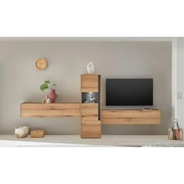 Wohnwand Inosign, B:350cm H:155cm T:40cm, braun, Holzwerkstoff, Wohnzimmer, Kastenmöbel-Sets, "City/Giron, moderne Anbauwand, Komplettset in vielen