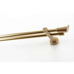 Gardinenstange Garesa, L:470cm &Oslash;:20mm, gold, Holzwerkstoff, Metall, Wohnzimmer, Gardinenstangen, "MOLIS", Vorhanggarnitur, verl&auml;ngerbar, Wandmontage,