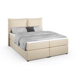 Boxspringbett Home Affaire, B:167cm L:215cm, beige, Komplettbetten, "Lysann", 5fach verstellbares Kopfteil, in 4 Breiten, 3 Matratzenarten