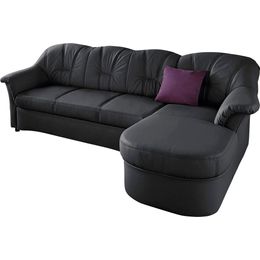 Ecksofa DOMO collection, B:231cm H:84cm T:142cm, schwarz, Kunstleder SOFTLUX / Struktur ( 90% Polyester, 10% Polyacryl );NaturLEDER (echtes