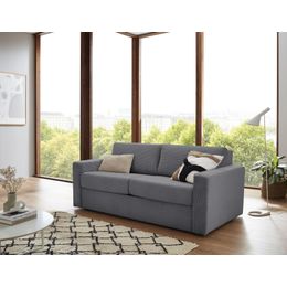 Schlafsofa, B:196cm H:82cm T:208cm, grau, ATLANTIC HOME COLLECTION, 100% PES, Jugendzimmer, Sofas, "Rolando, B: 196 cm, Liegefl. 140x190 cm", mit