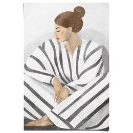 Poster Reinders, B:61cm H:91,5cm T:0,1cm, wei&szlig;, Bilder, "Zen-Dame grau", Schlafzimmer - Wei&szlig; - 150 gr. Papier - Frauen - 61x91,5 cm