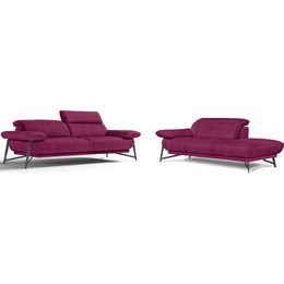 Egoitaliano Sofa "Anais, Design mit hohem Sitzkomfort, Fußfarbe schattengrau", Luxus-Microfaser, Ottomane Armlehne links, pink, Sofas, Set, Kopfteil