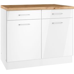 Unterschrank KOCHSTATION, B:100cm H:86cm T:60cm, weiß, MDF, Küche, Schränke, "KS-Milan", Unterschrank 100 cm, matte oder hochglänzende Fronten