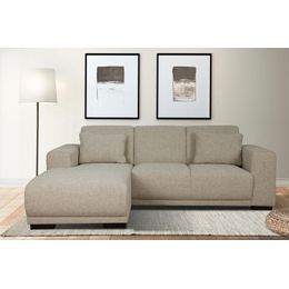 Ecksofa Home Affaire, B:234cm H:85cm T:162cm, grau, 100% Polyester, Wohnzimmer, Sofas, "BORNHOLM L-Form mit Recamiere, Maße B/T/H: 234/162/85 cm",