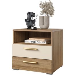 Nachtkommode Home Affaire, B:46cm H:45cm T:40,5cm, beige, ABS-Kunststoff, FSC-zertifizierter Holzwerkstoff, Kunststoff, Melamin, Sideboards, "Bitry,