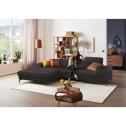 Ecksofa W.Schillig, B:303cm H:70cm T:193cm, grau, Chenille-Flachgewebe R66 (85% Polyester, 15% Nylon), Wohnzimmer, Sofas, "Piedroo, Designsofa mit