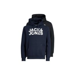 Jack & Jones JACK & JONES Herren Sweatshirt "Sweatshirt JJECORP LOGO SWEAT HOOD 2er Pack", blau, Gr. XL, Obermaterial: 70% Baumwolle CO. 30% Polyester PES.,