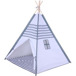 KNORRTOYS Kinder Spielzelt "Tipi Zickzack", grau, Holz, Polyester, Wasserabweisender Zeltstoff, B:120cm H:150cm T:120cm, Spielzelte, mit Zeltstangen