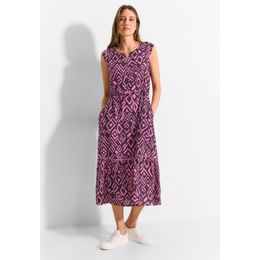 Cecil Damen Sommerkleid, rot, Gr. XXL, bedruckt, Stoff, 100% Viskose, Kleider, mit Eingrifftaschen