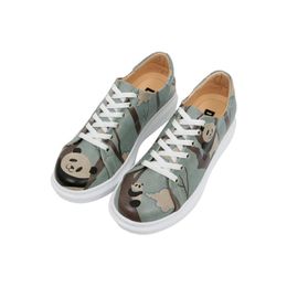 DOGO Damen Plateausneaker "Myra Low-Top Sneaker Panda Hug Damen Sneaker", Gr. 36, blau, Lederimitat, Schuhe, Handgefertigt