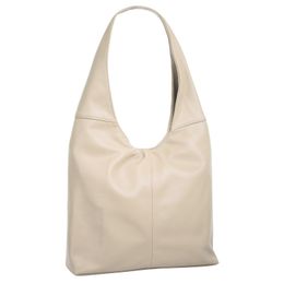 Pike PIK&Eacute; Damen Shopper, beige, Leder, beschichtet, gl&auml;nzend, Taschen, echt Leder, Made in Italy
