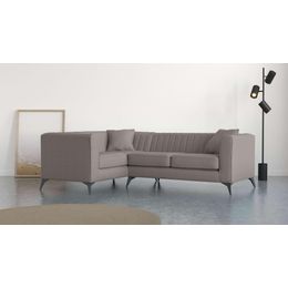 Ecksofa Home Affaire, B:240cm H:74cm T:167cm, grau, 100% Polyester, Wohnzimmer, Sofas, "MATTHEW L-Form ideal f&uuml;r kleine R&auml;ume, Ma&szlig;e B/T/H: 240/167/74