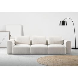 3-Sitzer RAUM.ID, B:300cm H:62cm T:109cm, weiß, 95% Polyester, 5% Nylon, Sofas, "Cushid", Modulsofa, bestehend aus 3 Teilen, Breite 300 cm