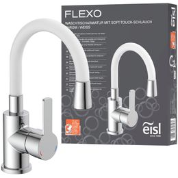 EISL&reg; Waschtischarmatur EISL, B:7,8cm, grau, Kunststoff, Messing, Armaturen, "Flexo", energiesparender Wasserhahn, Mischbatterie Waschbecken, in Wei&szlig;/Chrom