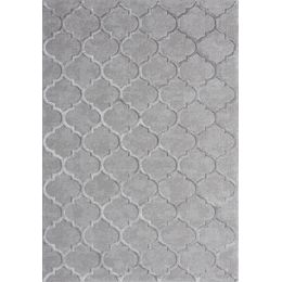 Teppich the carpet, B:140cm H:12mm L:200cm, grau, Polyester, Ankleidezimmer, Teppiche, "Knight", moderner Wohnzimmer Teppich elegant gl&auml;nzender Flor