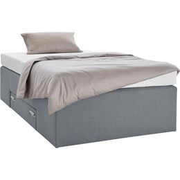 Boxspringbett, B:120cm L:200cm, grau, Westfalia Schlafkomfort, Bezug Bett: Feinstrukturstoff (77% Polyester, 23%Viskose) oder Microfaser (100%