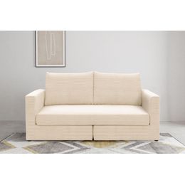 2-Sitzer DOMO collection, B:178cm H:90cm T:80cm, beige, 100% Polyester, Sofas, "Bibury, modernes Sofa, B/T/H: 178/80/90 cm", Sitzfl&auml;che mit