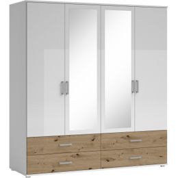 Dreht&uuml;renschrank Schlafkontor, B:180cm H:190cm T:51cm, wei&szlig;, Melamin, Schr&auml;nke, "Ivar Kleiderschrank mit Spiegel", inklusive 2 Spiegelt&uuml;ren und 2