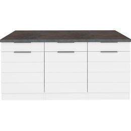 Unterschrank KOCHSTATION, B:180cm H:86cm T:60cm, wei&szlig;, MDF, K&uuml;che, Schr&auml;nke, "KS-Luhe", 180 cm breit, f&uuml;r viel Stauraum, MDF-Fronten mit waagerechter