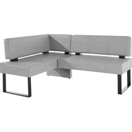 Eckbank Home Affaire, B:180cm H:89cm T:140cm, grau, Holzwerkstoff, Massivholz, Polyester, Esszimmer, Sitzbänke, "Oliver mit Metallgestell,