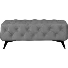 Polsterhocker Home Affaire, B:120cm H:45cm T:80cm, grau, Struktur (100% Polyester);Samtoptik (100% Polyester), Hocker, "Amaury", Chesterfield-Optik,