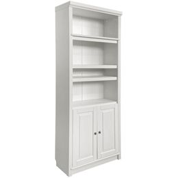 Bücherregal Home Affaire, B:80cm H:220cm T:35cm, beige, Wohnzimmer, Regale, "Soeren", aus massiver Kiefer, Höhe 220 cm, mit 2 Holztüren, viel Stauraum