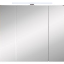 Spiegelschrank Schildmeyer, B:80cm H:75cm T:16cm, braun, FSC-zertifizierter Holzwerkstoff, Badezimmer, Schr&auml;nke, "Duo", Breite 80 cm, 3-t&uuml;rig,