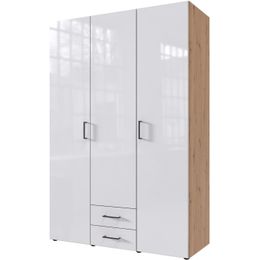 Dreht&uuml;renschrank wimex, B:120cm H:185cm T:54cm, schwarz, Holzwerkstoff, Schr&auml;nke, "Mugano", wahlweise mit oder ohne Spiegel, mit Schubladen