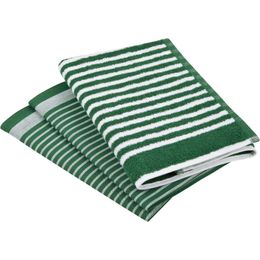 Geschirrtuch Ross, gr&uuml;n, 100% Baumwolle, 50% Baumwolle, 50% Leinen, Geschirrt&uuml;cher, "Exclusiv", 1x K&uuml;chen-Frottiertuch 50x50 cm Streifen u. 2x