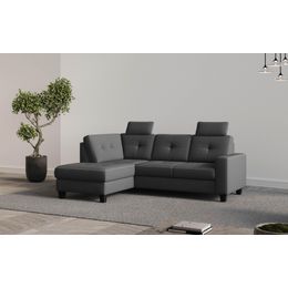Ecksofa Places of Style, B:226cm H:91cm T:170cm, grau, 95%Polyester 5%Polyamid, Wohnzimmer, Sofas, "Varese", wahlweise mit Bettfunktion und Bettkasten