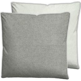 Kissenbezug Biberna, B:40cm L:40cm, grau, Flanell, Obermaterial: 100% Baumwolle, Outdoor, Kissenbez&uuml;ge, "Hermal Flanell mit Rei&szlig;verschluss,