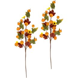 Kunstzweig I.GE.A., B:16cm H:65cm L:65cm, orange, Obermaterial: 50% Kunststoff, 50% Polyester, Kunstpflanzen, "Herbstzweige", Mit Sonnenblumen,