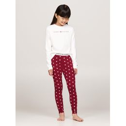 M&auml;dchen Pyjama "LS PJ LEGGING PRINT SET", Tommy Hilfiger Underwear, Gr. 164, rot, Jersey, Obermaterial: 95% Baumwolle, 5% Elasthan, bedruckt,