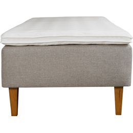 Boxspringbett Home Affaire, B:91cm L:201cm, grau, 100% Polyester, Komplettbetten, "Osterberg", mit Taschen-Federkernunterbox