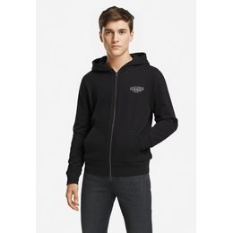 Jack & Jones Jungen Kapuzensweatshirt "JJMAKOTO mit Kapuze und stylischem Print", schwarz, Gr. 128, JACK & JONES JUNIOR, bedruckt, angeraute Sweatware,