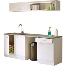 Schrank-Set Flex-Well, B:210cm H:200cm T:60cm, weiß, Kastenmöbel-Sets, "Lucca", Gesamtbreite 210 cm, inkl. Arbeitsplatte und Einbauspüle